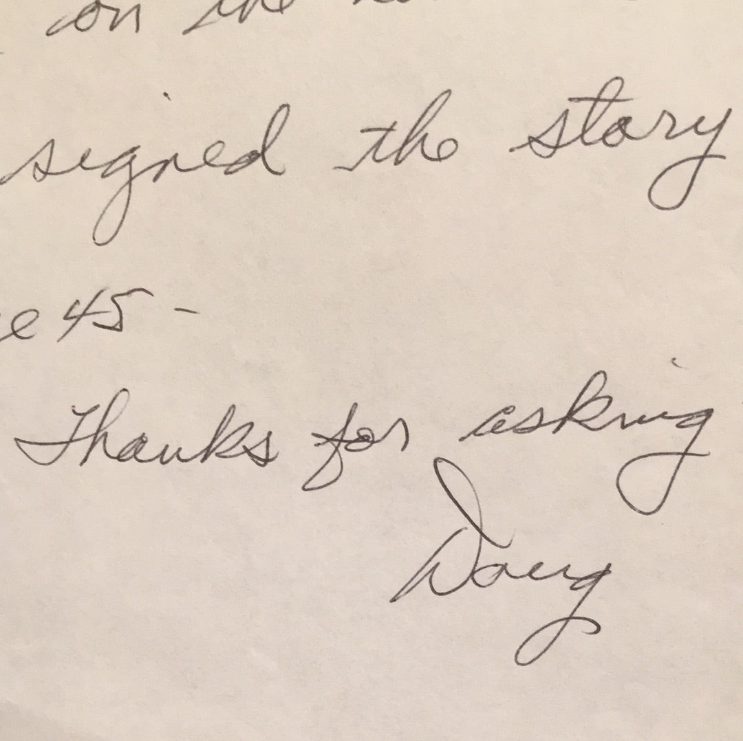 Doug Harvey handwritten letter – LW Sports
